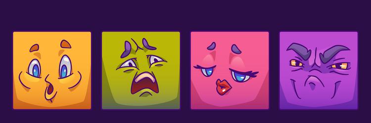 Funny psychedelic cartoon characters square fun Vector Image