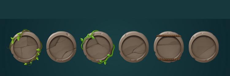 Game stone buttons rectangular ui level frames Vector Image