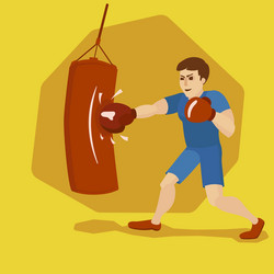 Boxer hitting the punching bag icon cartoon Vector Image
