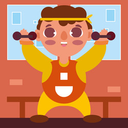 Colored gym worker cartoon character on a gym Vector Image