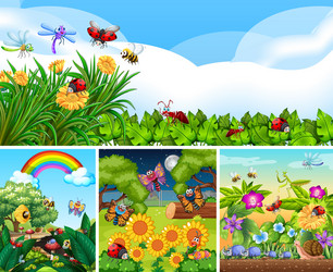 Set different insects living in garden Royalty Free Vector