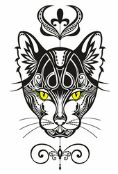 Tribal Cat Kitty Vector Images (over 150)