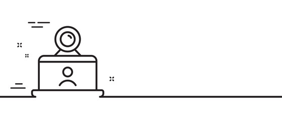 Video conference line icon online training sign Vector Image