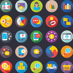 Flat round icon set 5-travel Royalty Free Vector Image