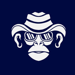 Cowboy funky monkey line pop art logo colorful Vector Image