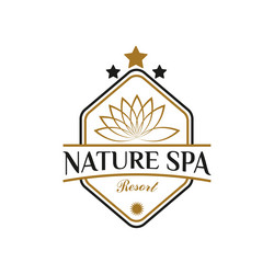 Luxury spa resort logo with flower icon premium Vector Image