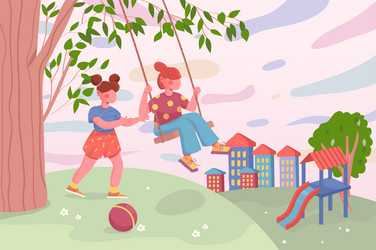 Children playing at playground background Vector Image