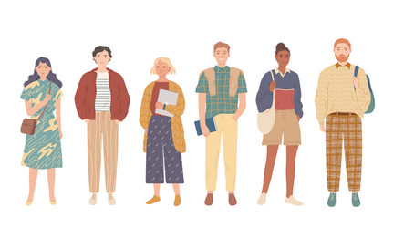 Line-up talking people Royalty Free Vector Image