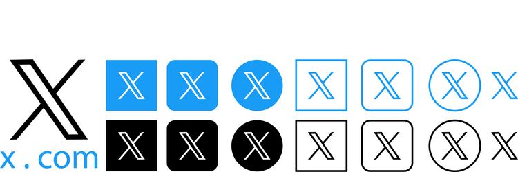 New twitter xcom icon set black popular social Vector Image