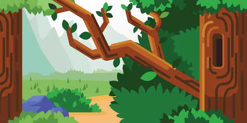 Background tree branch cartoon forest scenery Vector Image