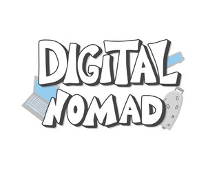 Digital nomad text emblem with decor design Vector Image