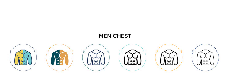 Men chest outline icon thin line black chest Vector Image