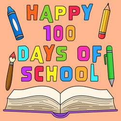 100th day of school text book cartoon clipart Vector Image
