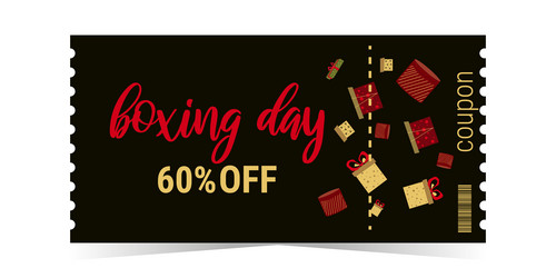 Boxing day coupon color template layout Royalty Free Vector