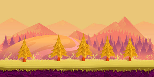 Cartoon autumn nature landscape animation layers Vector Image