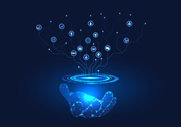 Fingerprint scanner button technology background Vector Image