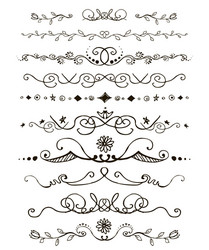 Ink hand-drawn line border set Royalty Free Vector Image