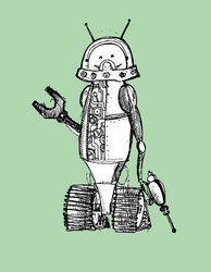 Professor scientist and robot creator gadget Vector Image