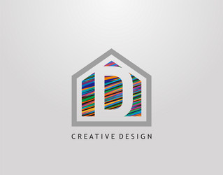 D letter logo house shape with negative letter h Vector Image