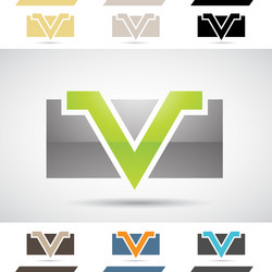 Green and black v shaped icon for letter n Vector Image