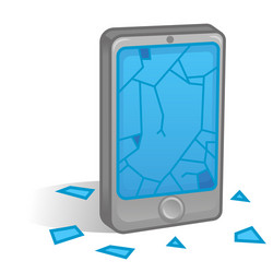 Broken and intact black phone screen front view Vector Image