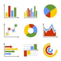 Color graph chart icons set Royalty Free Vector Image