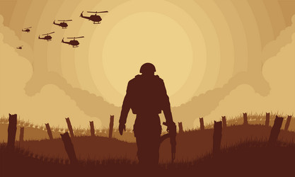 Soldier in war scene Royalty Free Vector Image