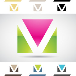 Green and black v shaped icon for letter n Vector Image