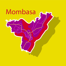Sticker line art design - mombasa city map Vector Image