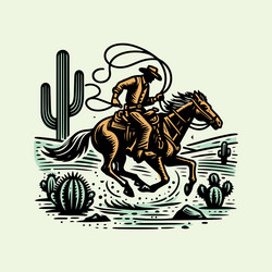 Western cowboy riding a galloping horse Royalty Free Vector