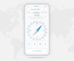 Smartwatch compass app ui ux gui concept map gps Vector Image