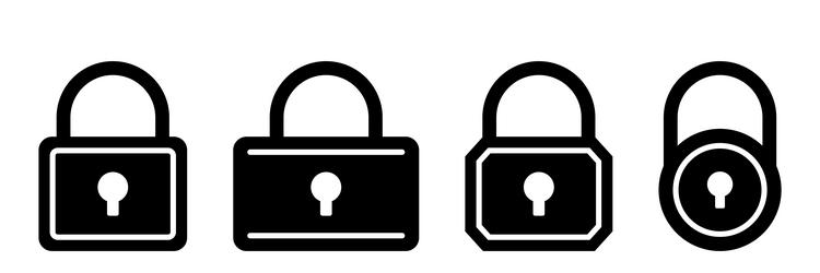 Padlock icon set outline lock symbol Royalty Free Vector