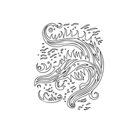 Sea monster outline sketch Royalty Free Vector Image