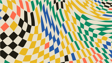 1970 retro trippy wave checkered pattern groovy Vector Image