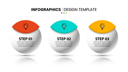 Infographic template 3 balls with stripes and text