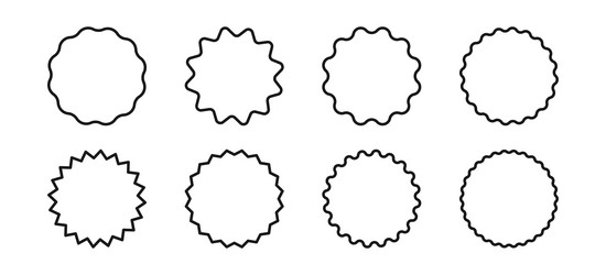Wavy edge circle sticker star burst shape tags Vector Image