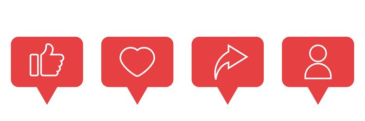 Like share comment symbol thumb up and heart Vector Image