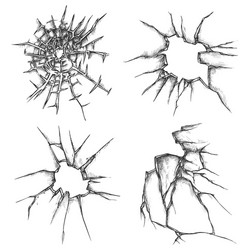 Crack in surface broken glass cracked hole Vector Image