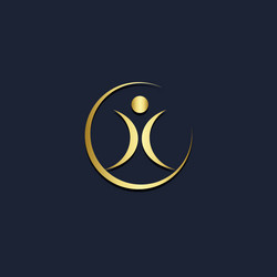 Happy man round technology gold logo Royalty Free Vector