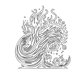 Sea monster outline sketch Royalty Free Vector Image