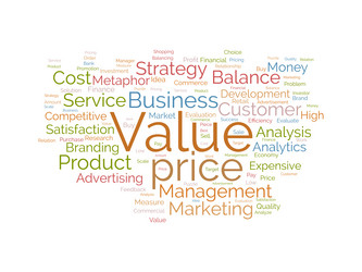 Word cloud background concept for value price Vector Image