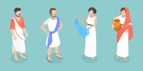 3d isometric flat set of ancient roman Royalty Free Vector