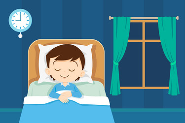 Little boy sleeping in bedroom at night Royalty Free Vector