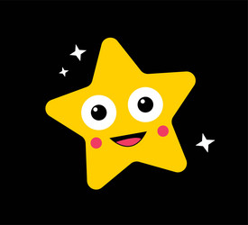 Little yellow smiling star in dark night sky Vector Image