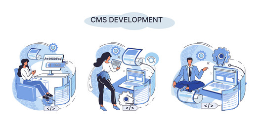 Concept of digital content management system cms Vector Image