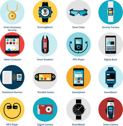 Wearable technology icons Royalty Free Vector Image