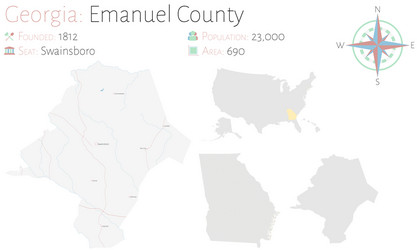 Map emanuel county in georgia Royalty Free Vector Image