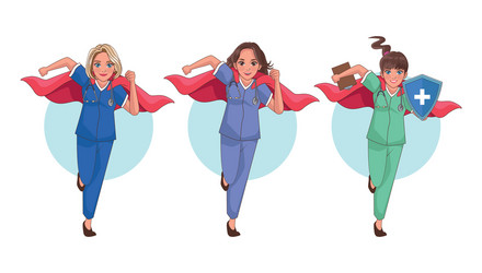 Hero doctors flying Royalty Free Vector Image - VectorStock