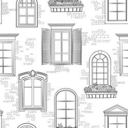 Hand drawn windows seamless pattern Royalty Free Vector