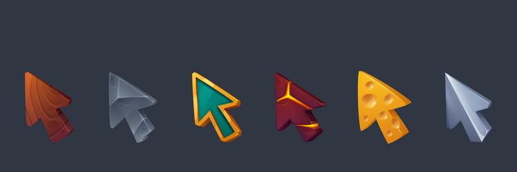 Game ui arrow cursor cute mouse pointer Royalty Free Vector